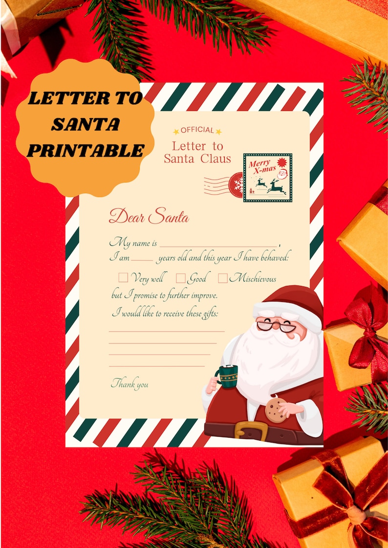 Letter to Santa PRINTABLE / Kids Letter to Santa / Santa Letter ...