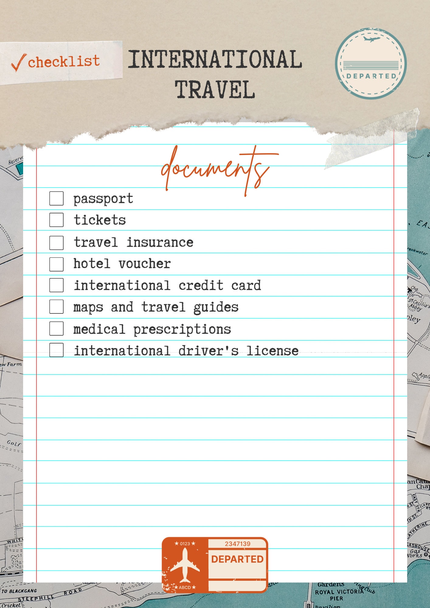 Printable Travel Checklist, Travel Packing List, Travel Planner, Travel ...