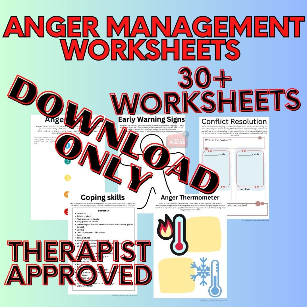 Teen/anger Management/ Worksheets /mental Health /support /therapy ...
