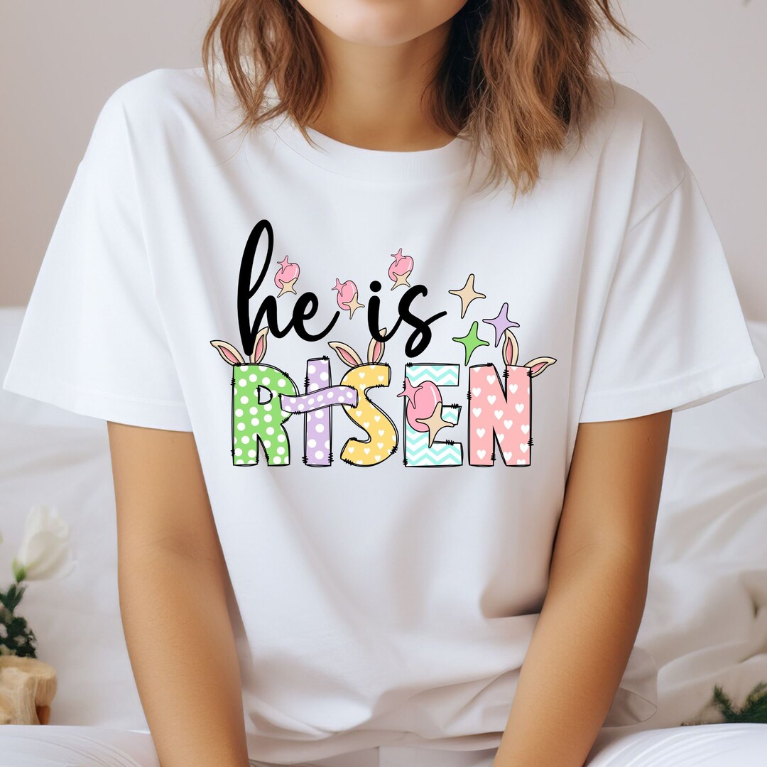 He is Risen Shirt Christian Easter Shirts Christian Women Shirt Retro ...