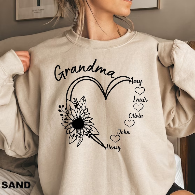 Personalized Grandma Sweatshirt With Grandkids Name Custom - Etsy Hong Kong