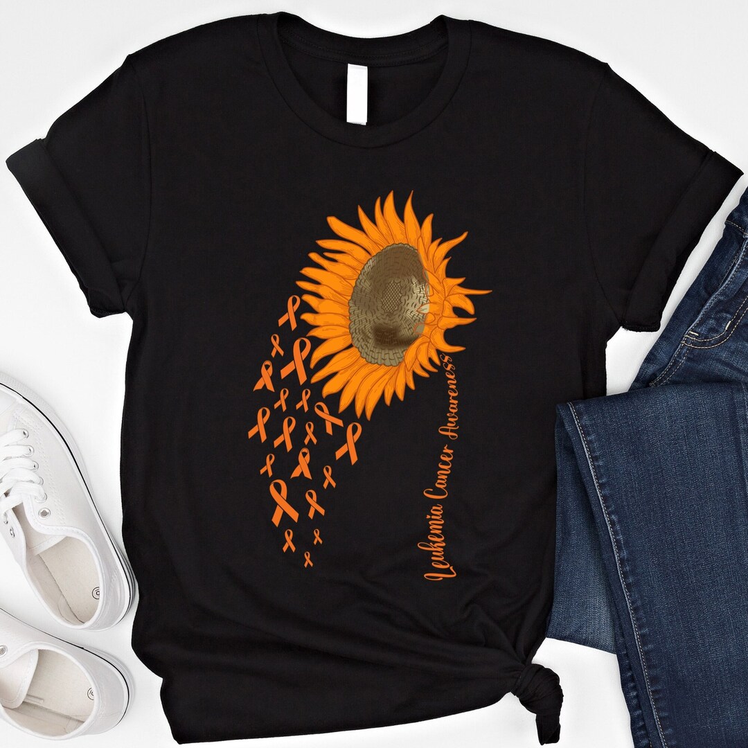 Leukemia Cancer Awareness Shirt Orange Sunflower Leukemia Shirt ...