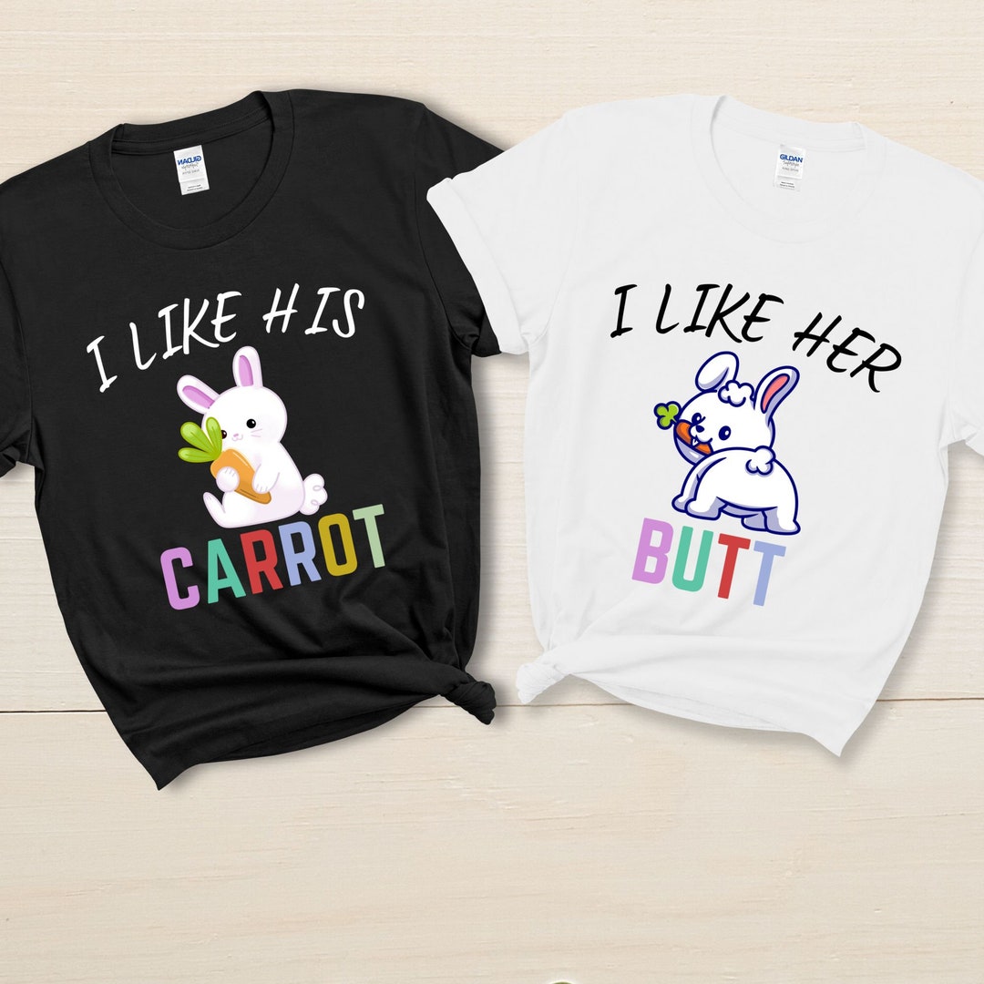 Funny Easter Couple Matching Shirts: Inappropriate Bunny Carrot-butt ...