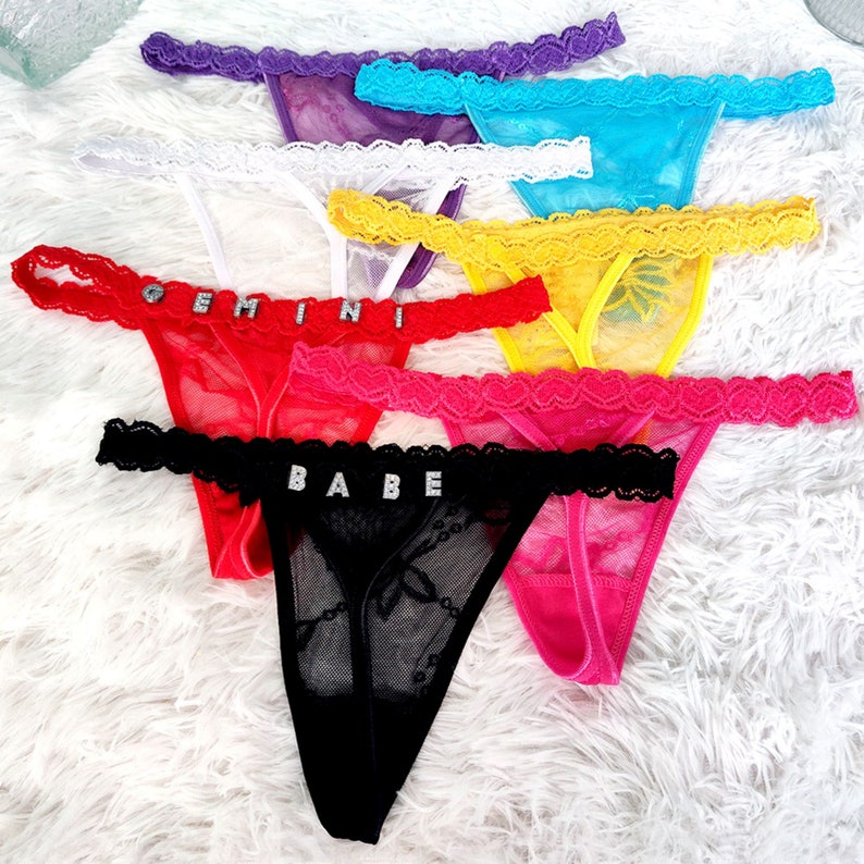 Custom Lace Thongs With Jewelry DIY Crystal Letter Name for - Etsy Canada