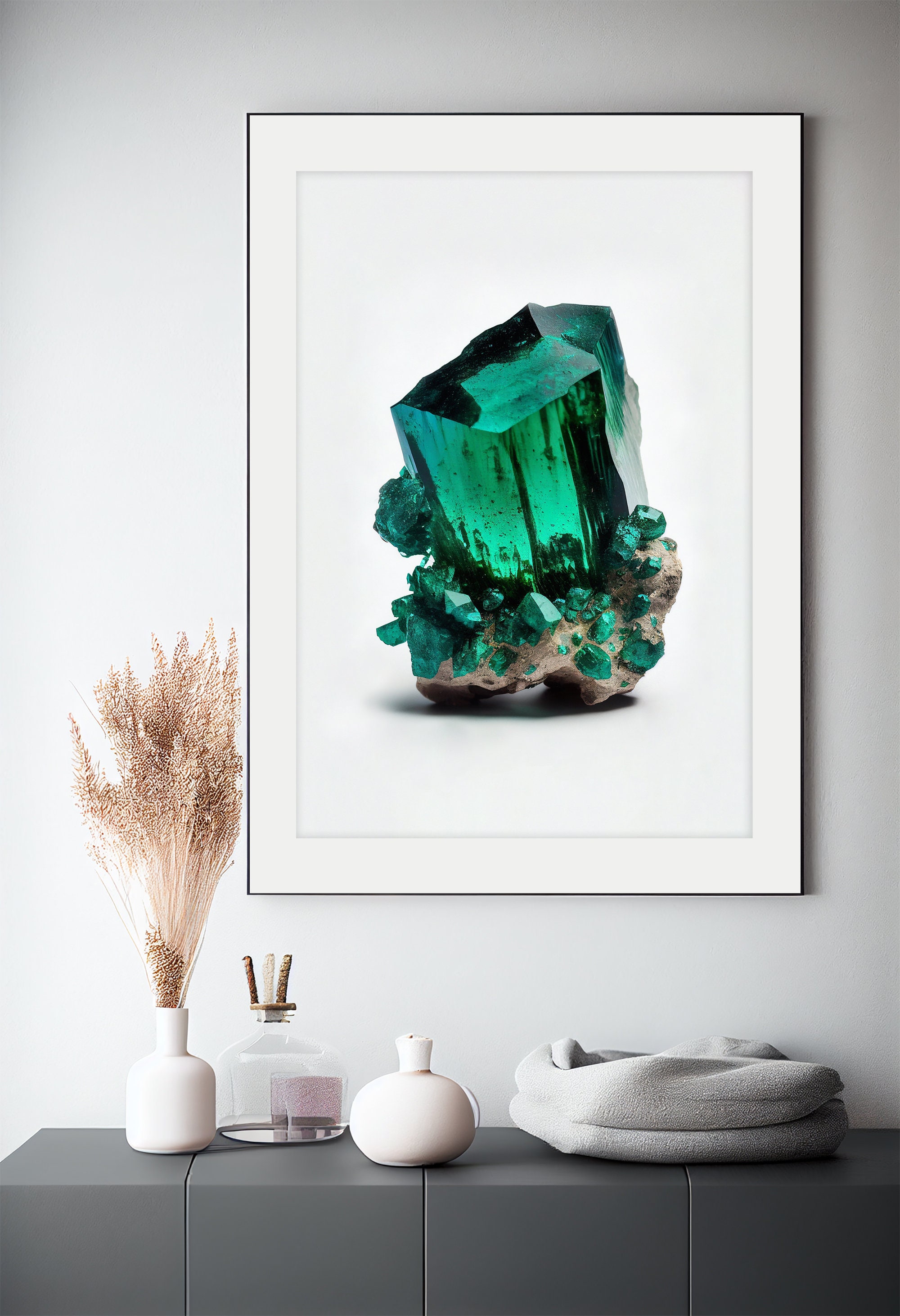 Emerald Gemstone Art Wall Decoration, Printable Poster, Gem Stones ...