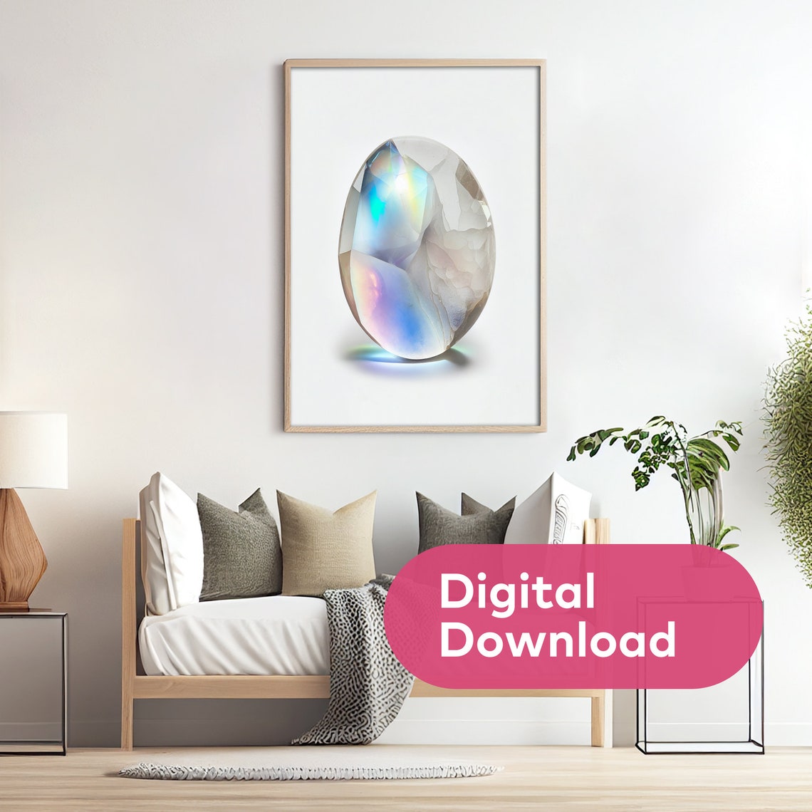 Moonstone Gemstone Art Wall Decor Print Poster, Mineral Gift, Gems ...