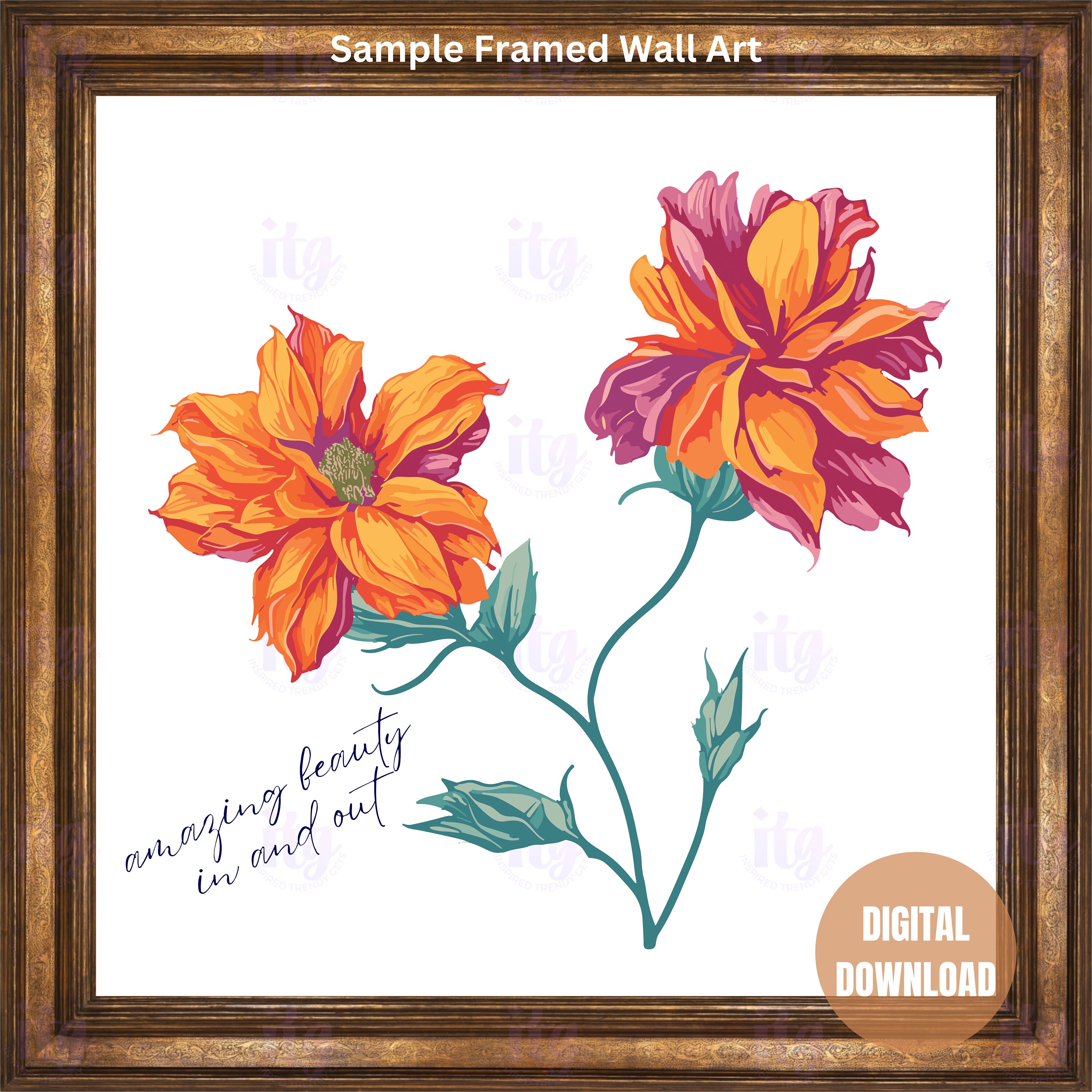 Retro Floral Clipart Bundle With 16 Individual Vintage or - Etsy