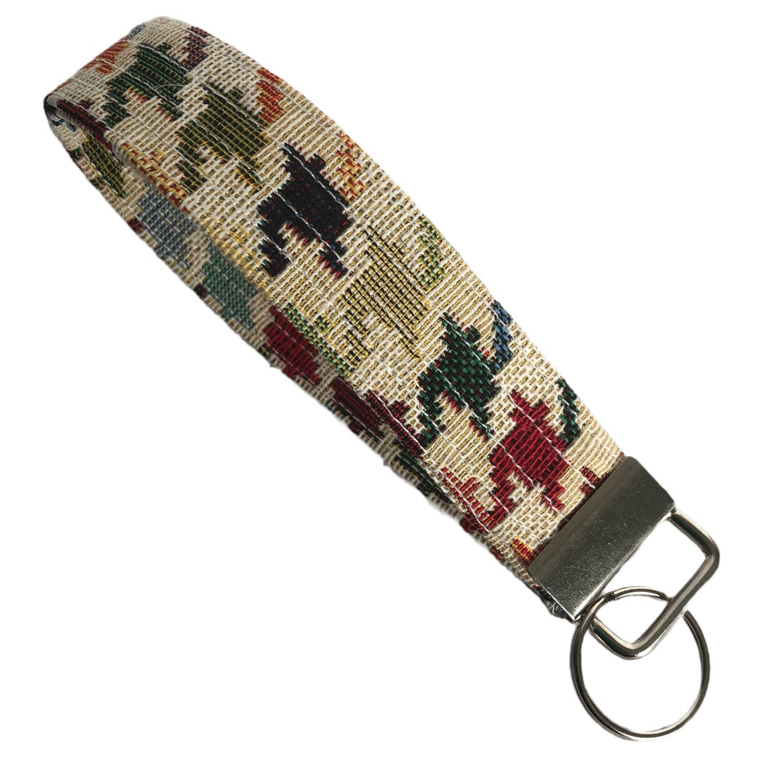 Quilted Key Fob Wristlet 2 Sizes Houndstooth Handmade Keyfob Keyring ...