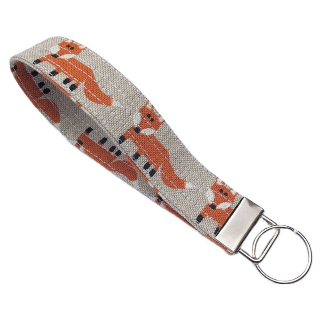 Quilted Key Fob Wristlet 2 Sizes Foxes Linen Handmade Keyfob Keyring ...