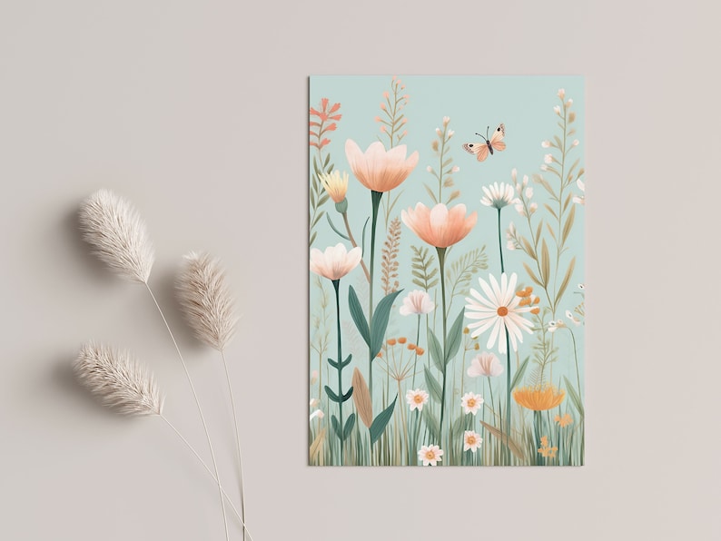 Boho Chic Art for Living Room | Nature Poster Flower Meadow ...