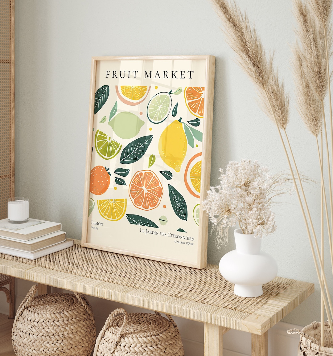 Fruit Market Poster: Citrus Fruits Poster Limes Oranges Fruity ...