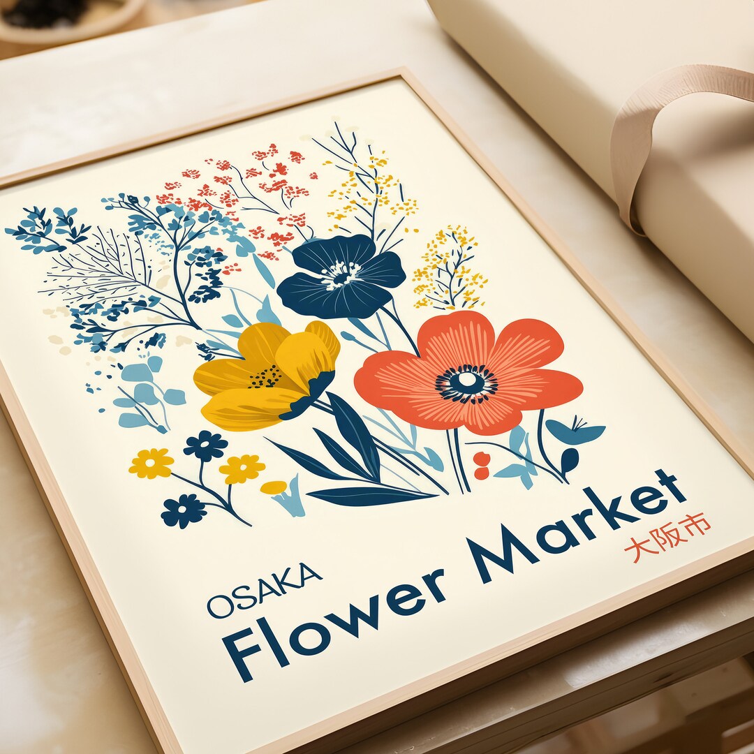 Flower Market Osaka Poster Japanese Flower Art for Living Room Wall ...