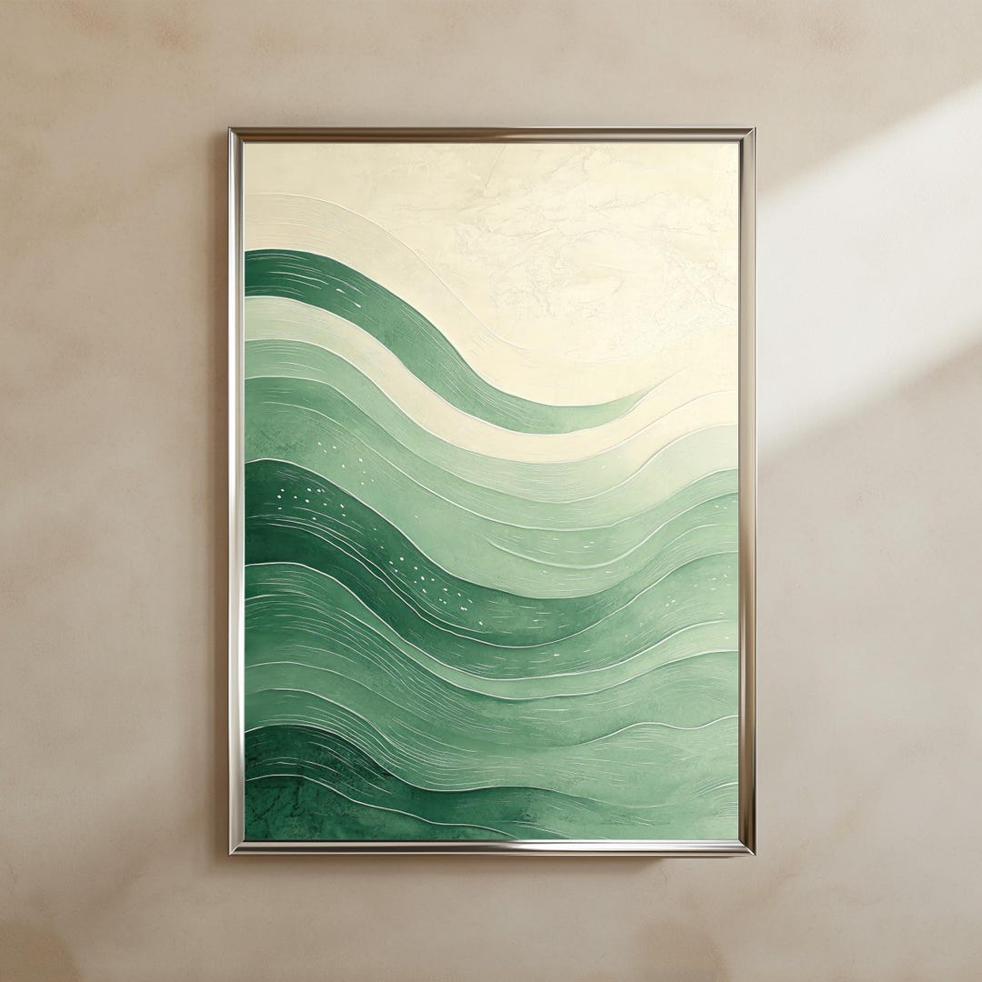 Harmonious Wall Art Green | Abstract Poster | Meditative Wave Art | Art ...