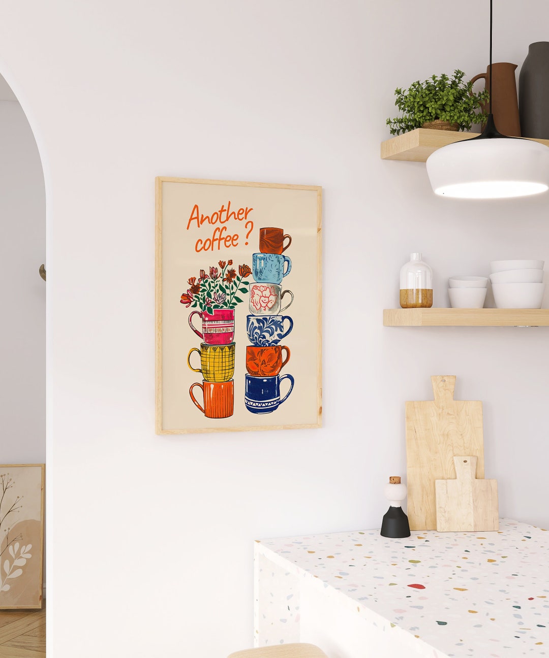 Another Coffee? - Bunte Kaffeetassen | Poster Kaffeepause | Küchen Deko ...
