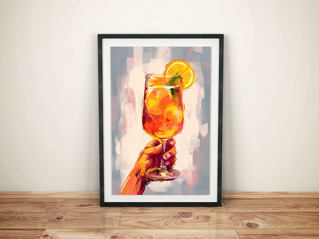Modern Aperol Spritz Wall Art Colorful Cocktail Decoration Abstract ...