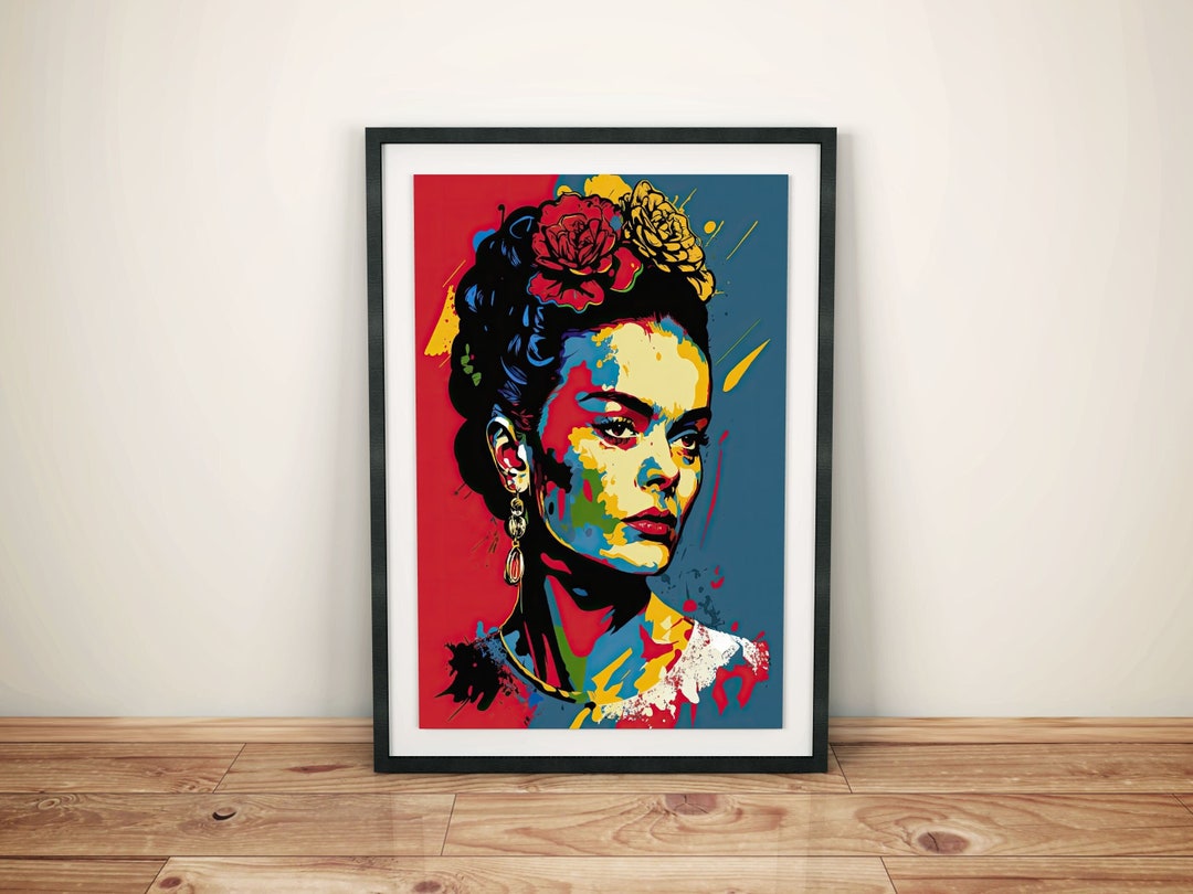 Abstract Frida Kahlo Poster in Pop Art Style With Bold Colors Vibrant ...