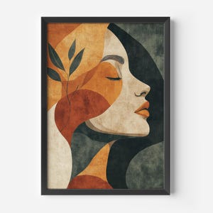 Boho Wandbild Frau | Abstraktes Poster Wohnzimmer | Minimalistische ...