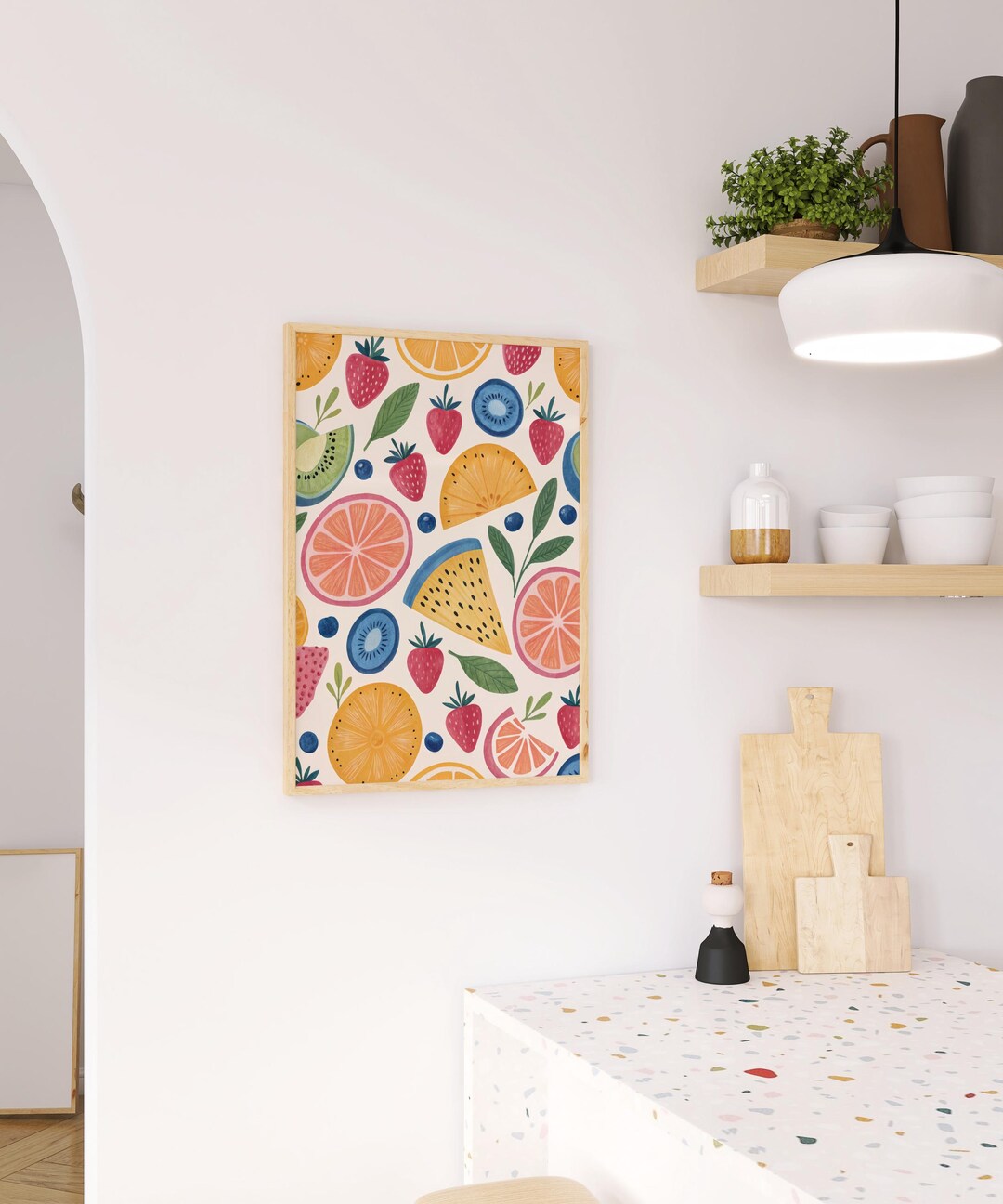 Cheerful Kitchen Decor | Pop Art Fruit Posters | Colorful Modern Summer ...