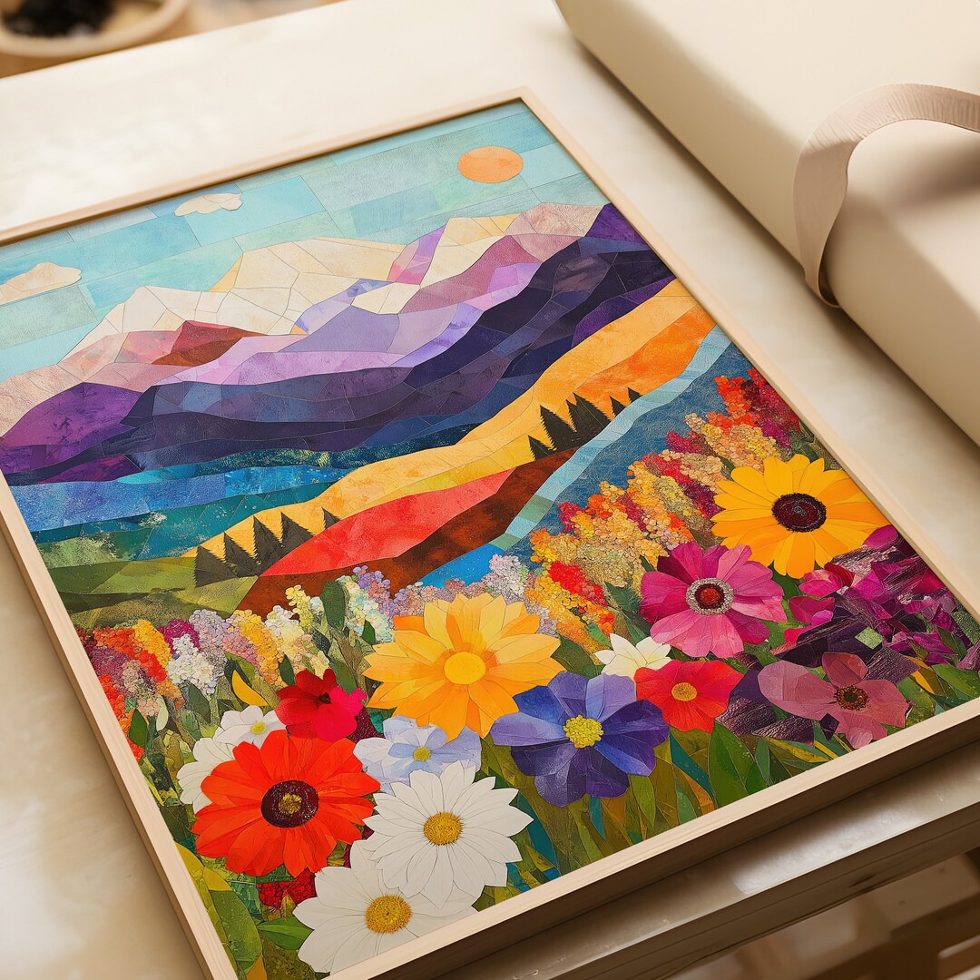 Colorful Wall Decoration Mountains Living Room Colorful | Abstract ...