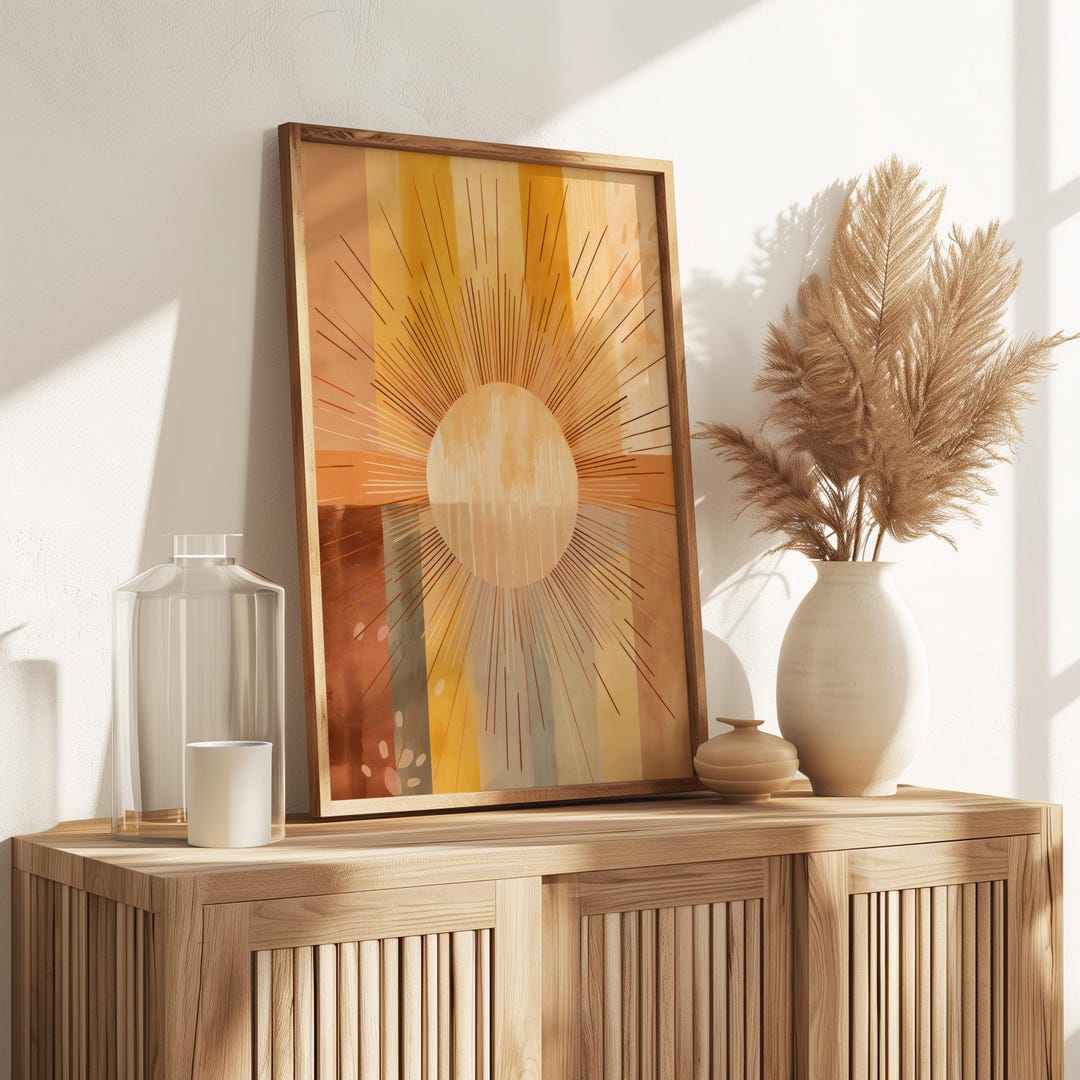 Minimalist Boho Sun Poster | Warm Earth Tones Wall Decor | Boho Art for ...