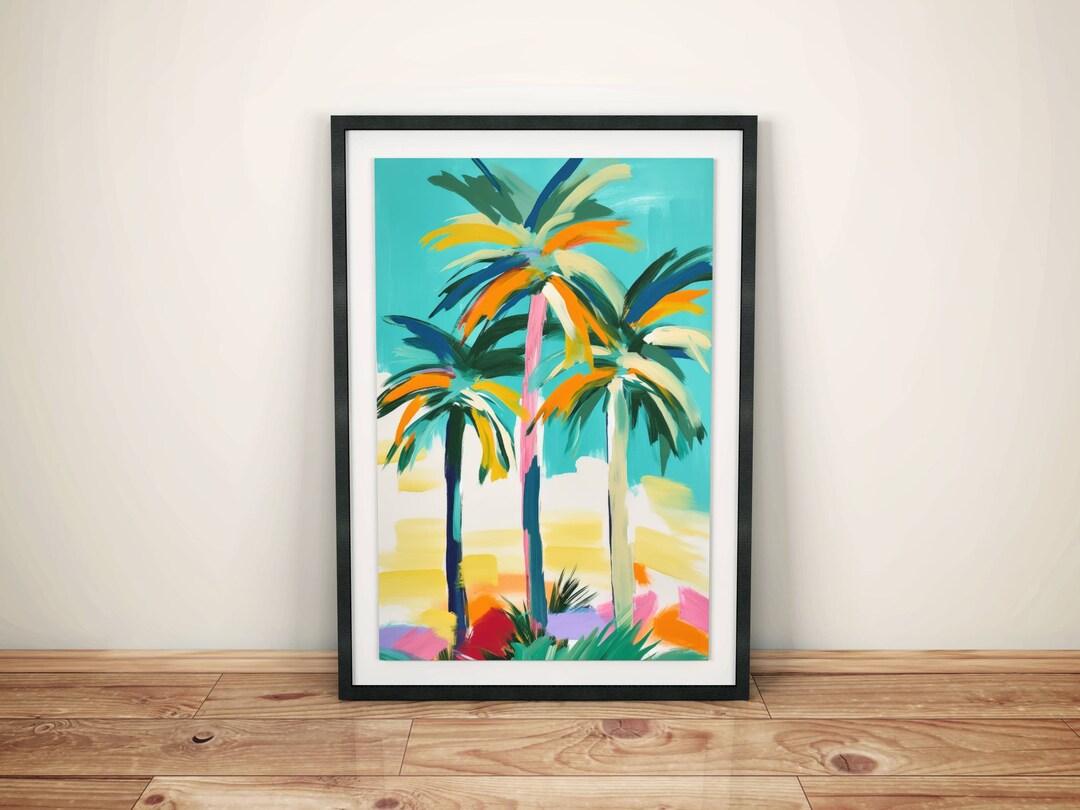 Colorful Wall Art of Palm Trees in Abstract Style, Colorful Palm Tree ...