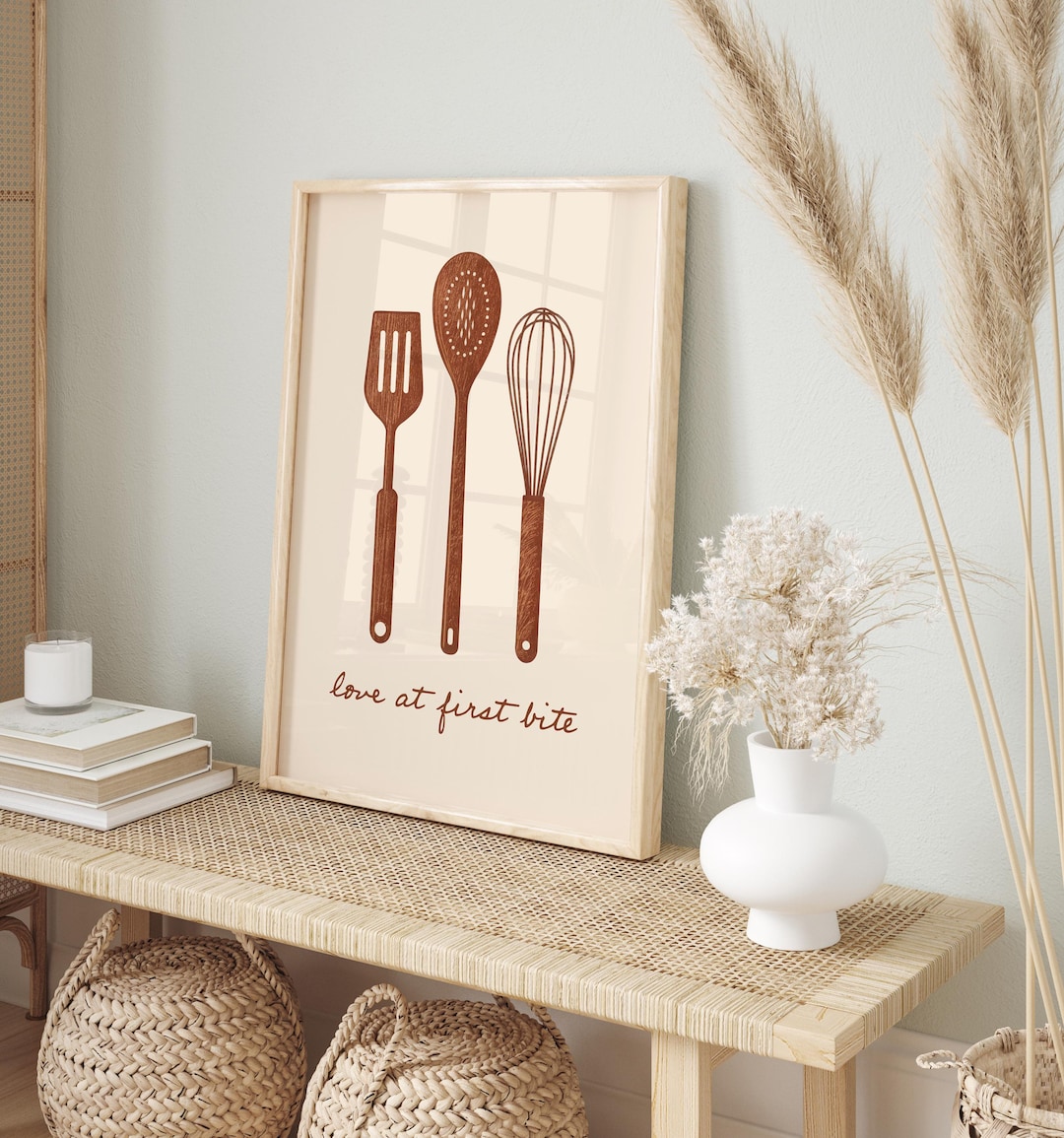 Charming Kitchen Decor Poster | Minimalist Kitchen Utensil Artwork ...