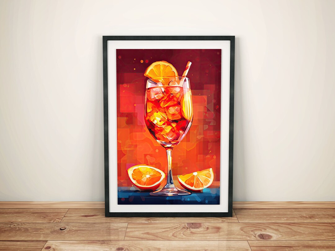Aperol Spritz Poster Abstract Cocktail Mural Bright Decorative Wall Art ...
