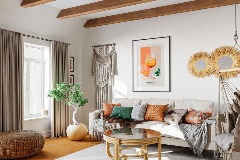 Modern Aperol Spritz Kitchen Art | Minimalist Orange Cocktail Poster ...