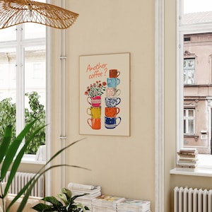 Another Coffee? - Bunte Kaffeetassen | Poster Kaffeepause | Küchen Deko ...