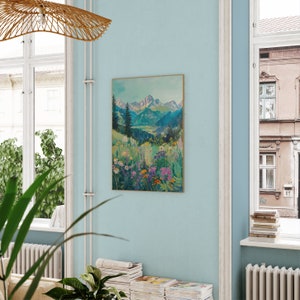 Abstract Mountain Landscape: Alps Poster With Flowers | Colorful Wall ...