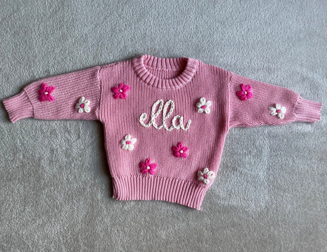 Custom Hand Embroidered Baby Toddler Name/word Sweater With All Over ...
