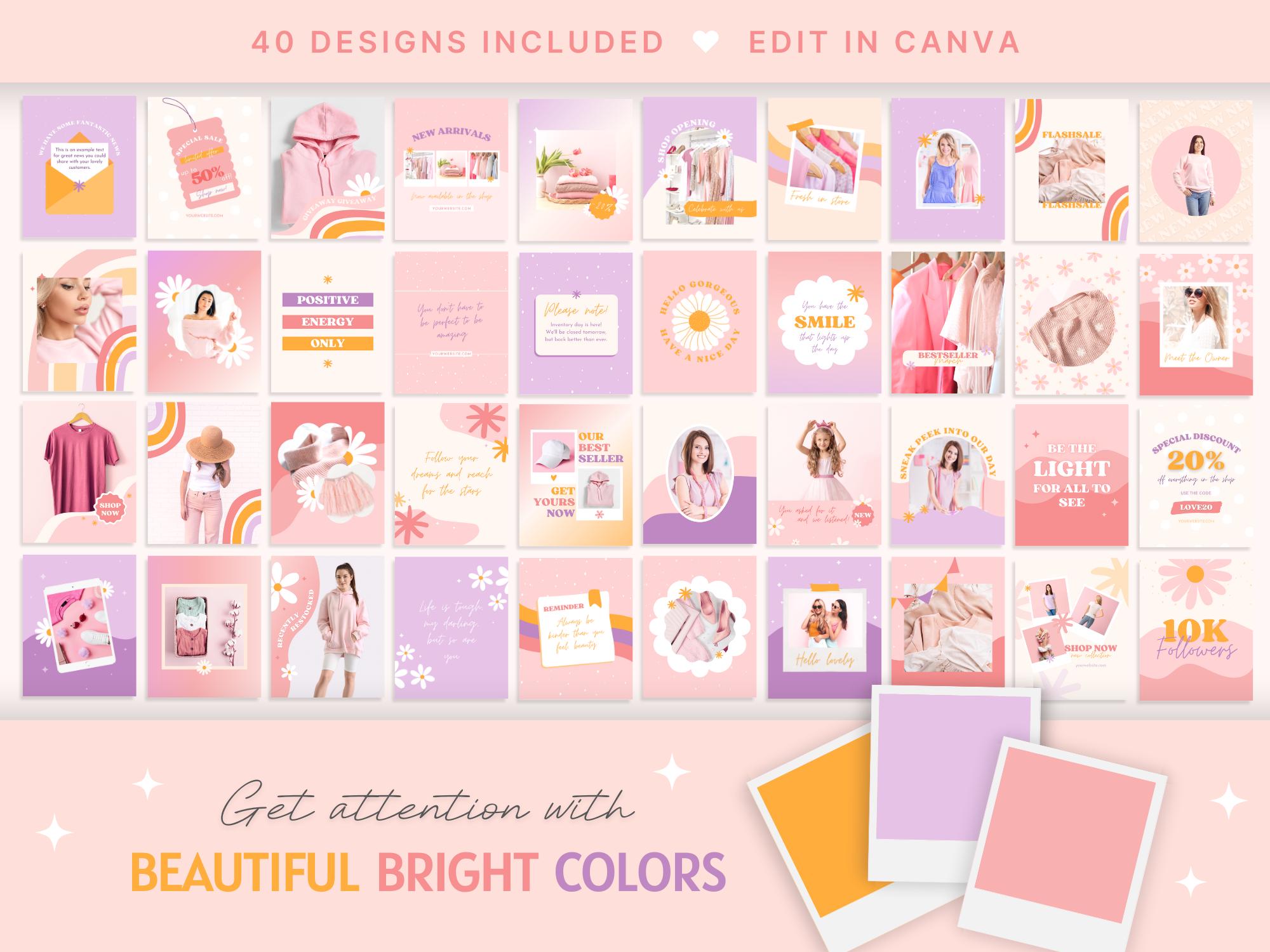 Instagram Post Templates Canva | Creative Instagram Templates | Bright ...