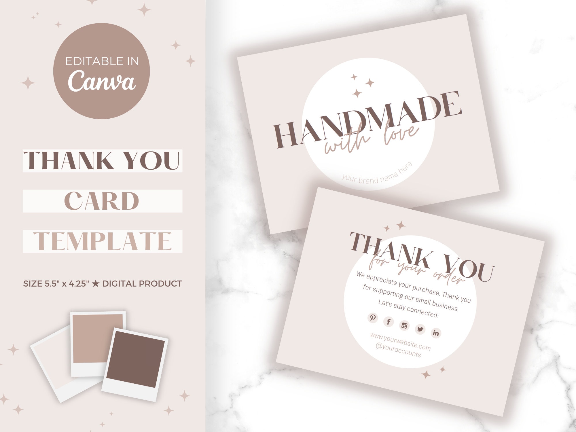 Thank You Card Template Canva Beige Minimalist Colors Thankyou Order ...