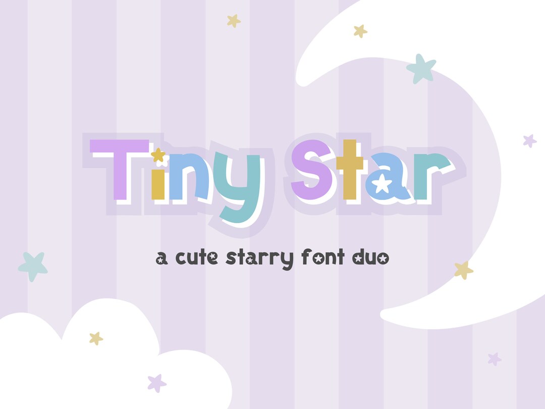 Tiny Star Font Duo With Stars | Cute Font for Canva | Procreate Font ...