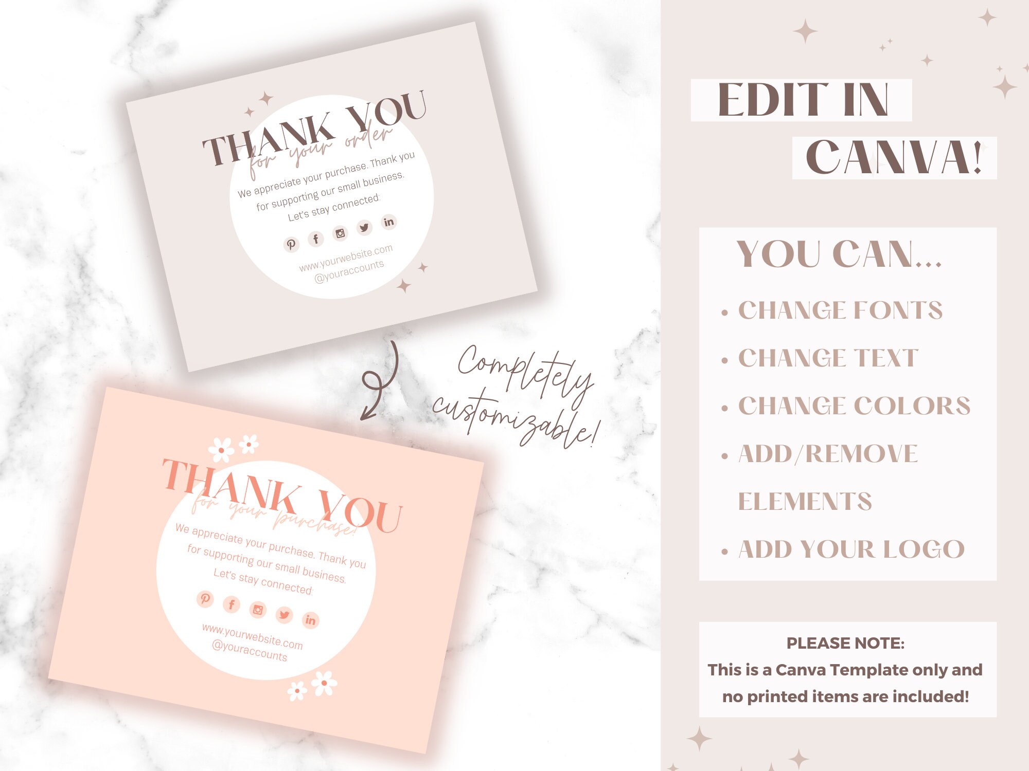 Thank You Card Template Canva Beige Minimalist Colors Thankyou Order ...