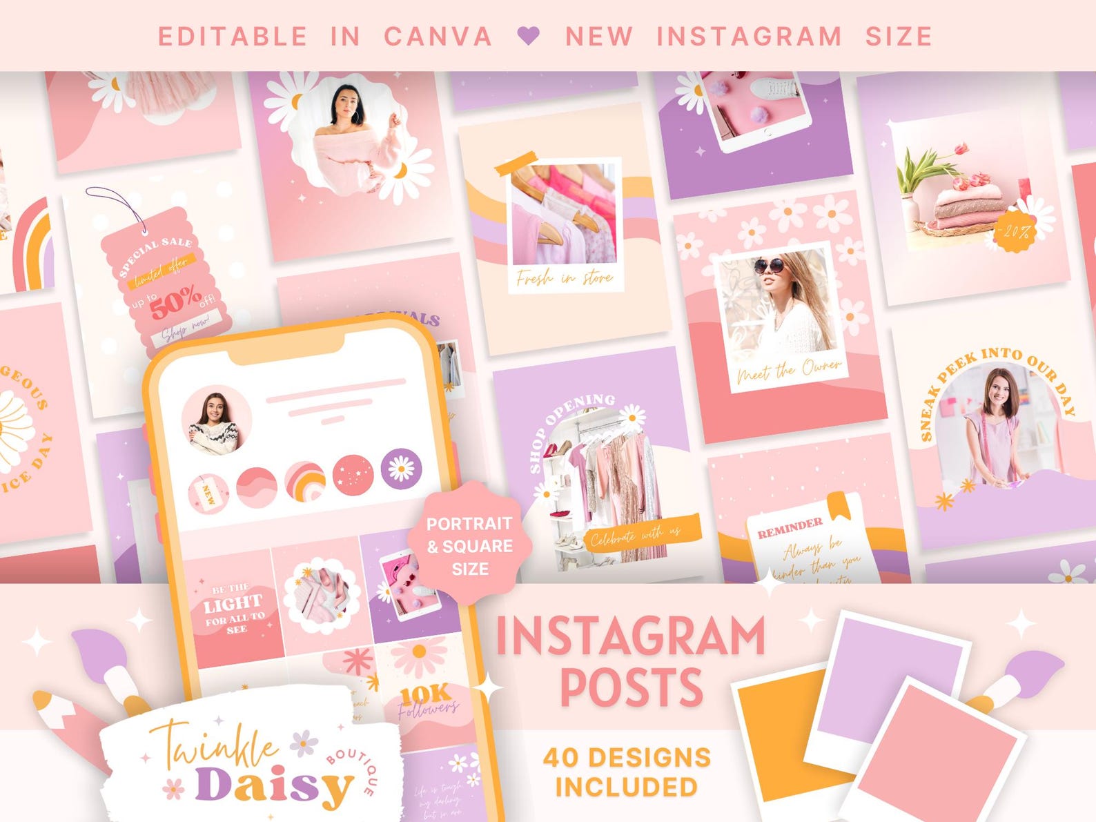 Instagram Post Templates Canva | Creative Instagram Templates | Bright ...