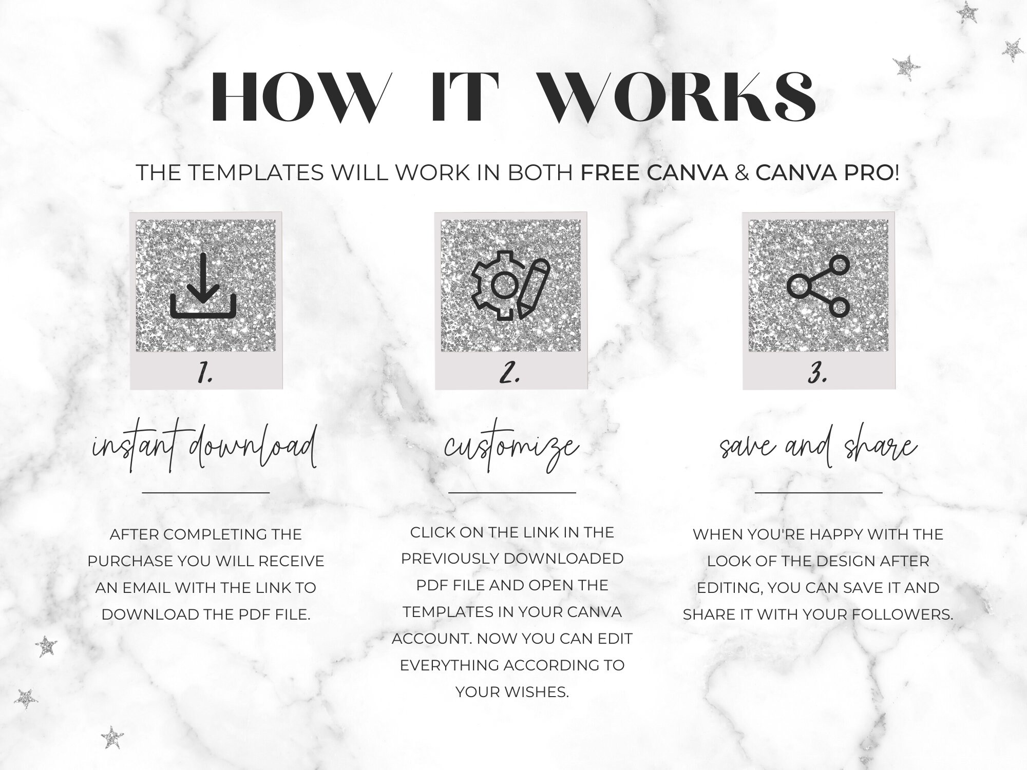 50 Instagram Story Templates Canva Marble Silver Influencer Branding