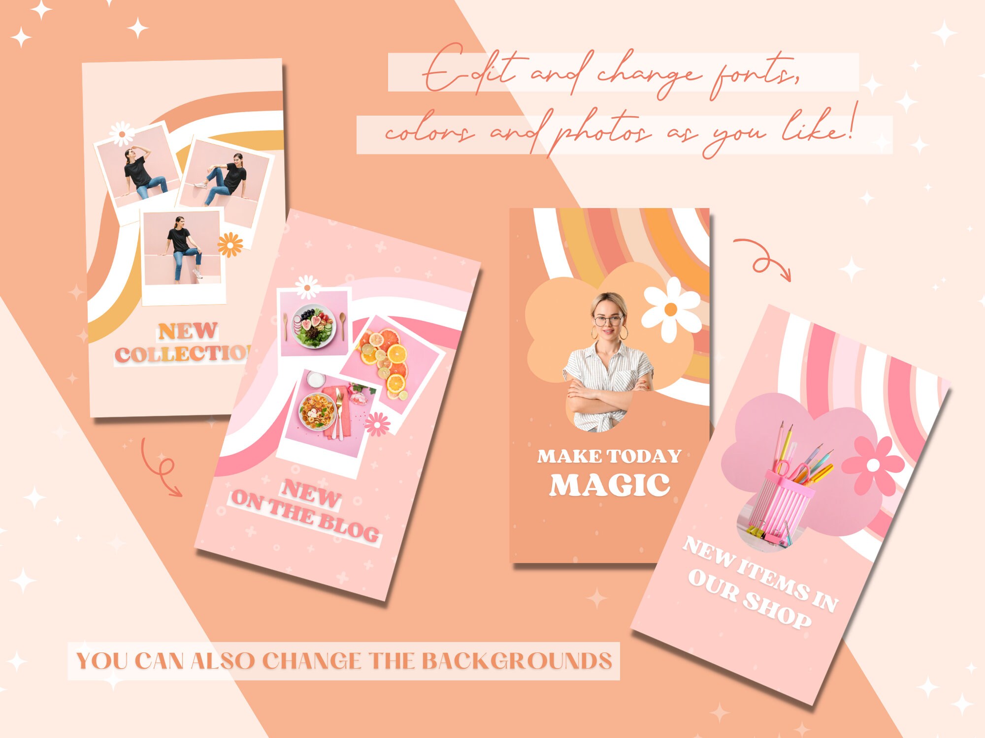 Modèles d'histoires Instagram Canva Modèles Instagram créatifs Couleurs vives Image de marque ...