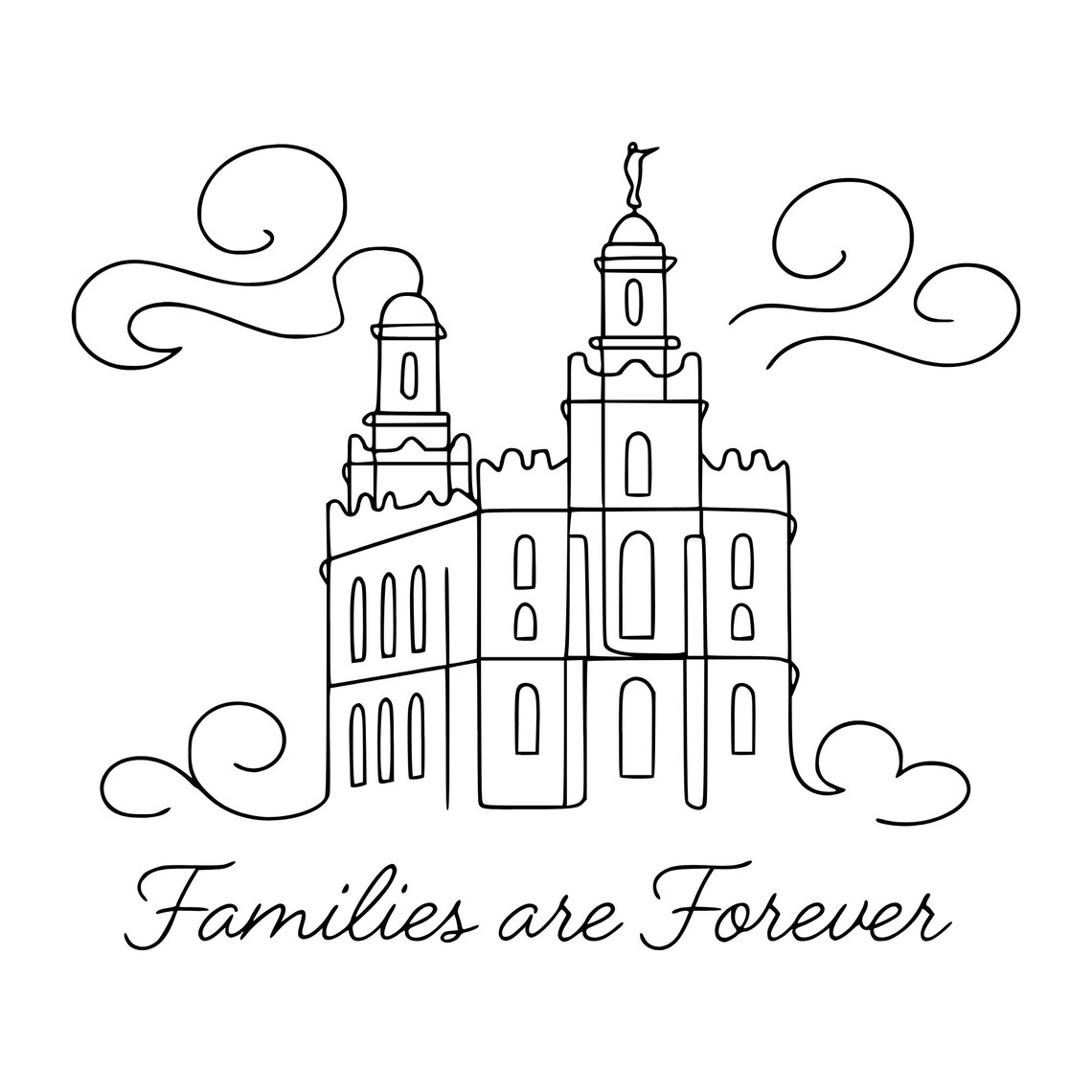 Minimalistic Line Art Logan, Utah Temple Vector File - Etsy