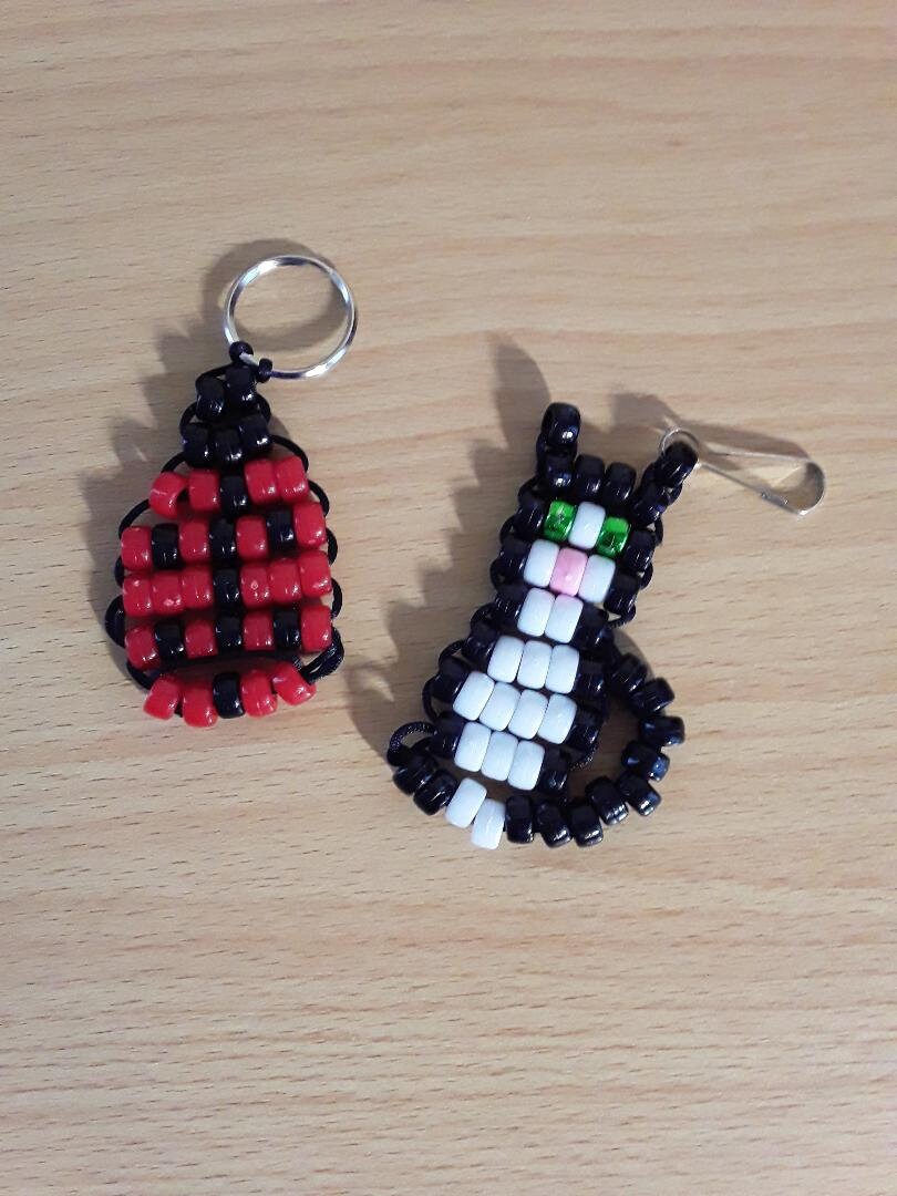 Pony Beads Design Cat Ladybug Loose Figet Keychain Clip - Etsy