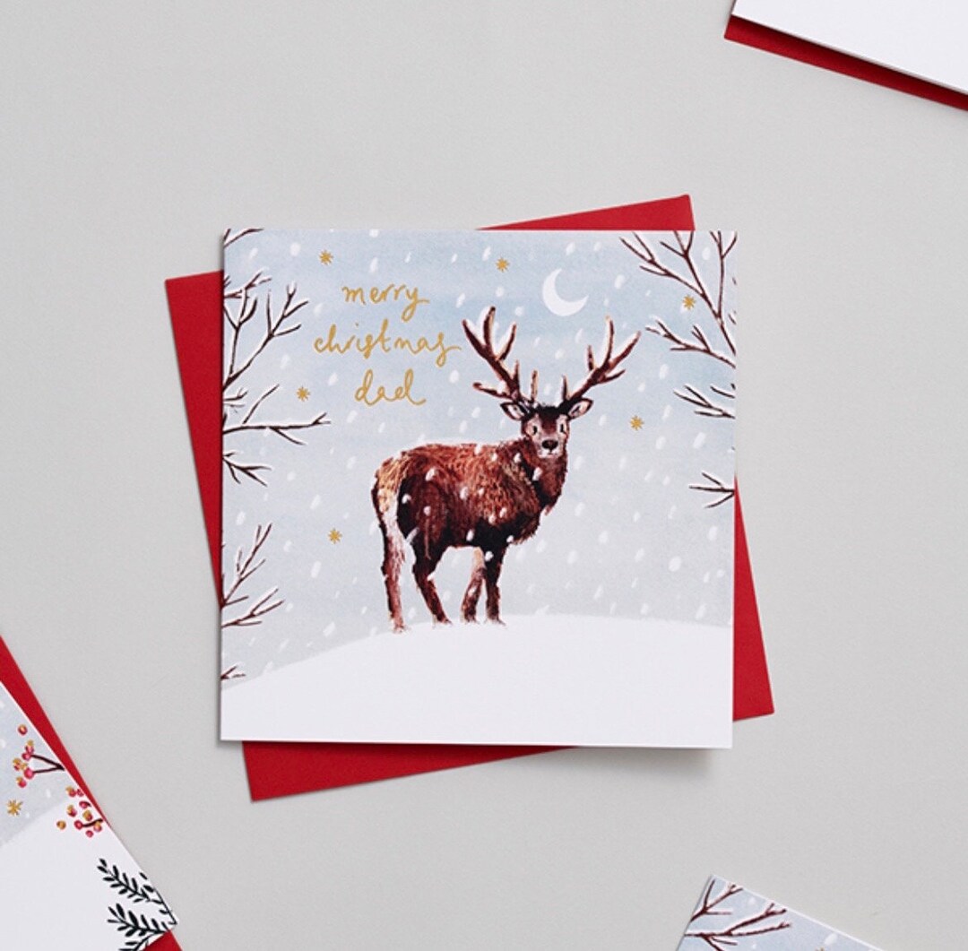 Merry Christmas Dad Luxury Greetings Card With Gold Foil Blank Insert ...