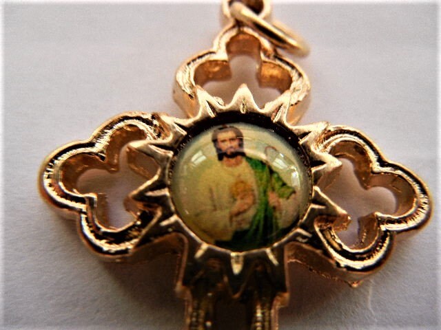 St. Jude Relic Cross 1 1/2" Tall Gold Tone - Etsy