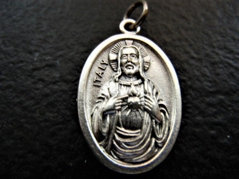 Sacred Heart of Jesus and Baby Jesus in Manger Double Sided Medal 1 ...