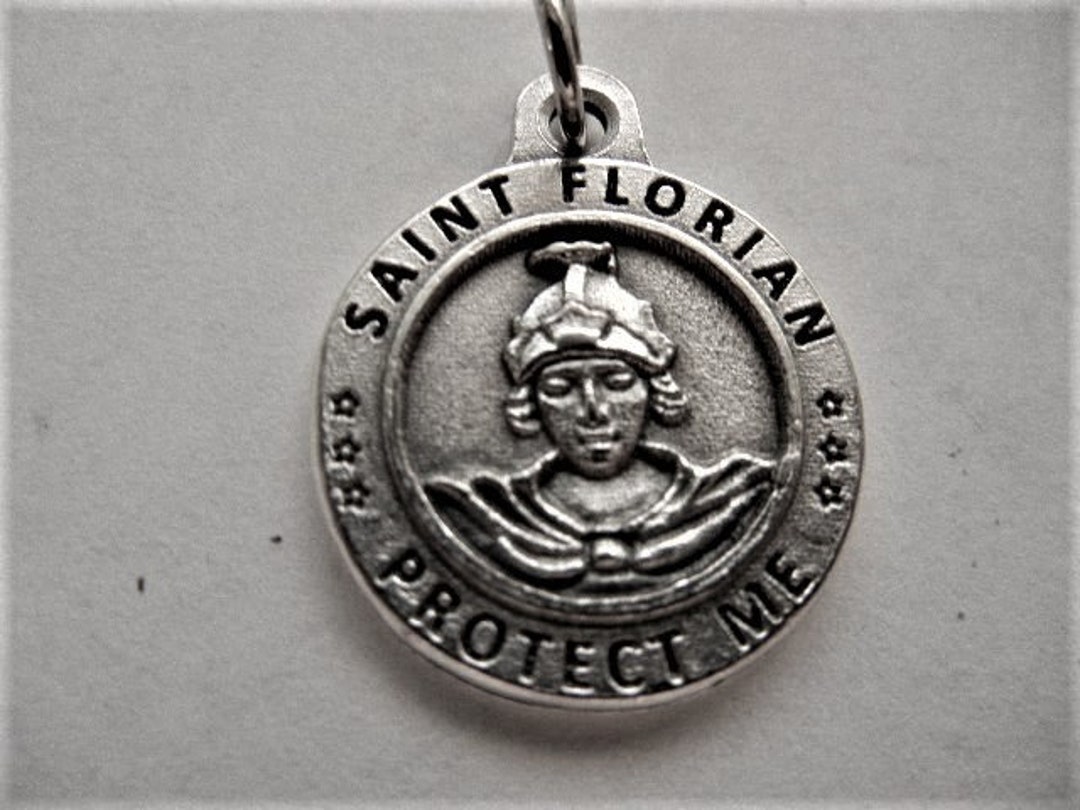 St. Florian Patron Saint of Firefighters Pray for Us 3/4" Tall Silver ...
