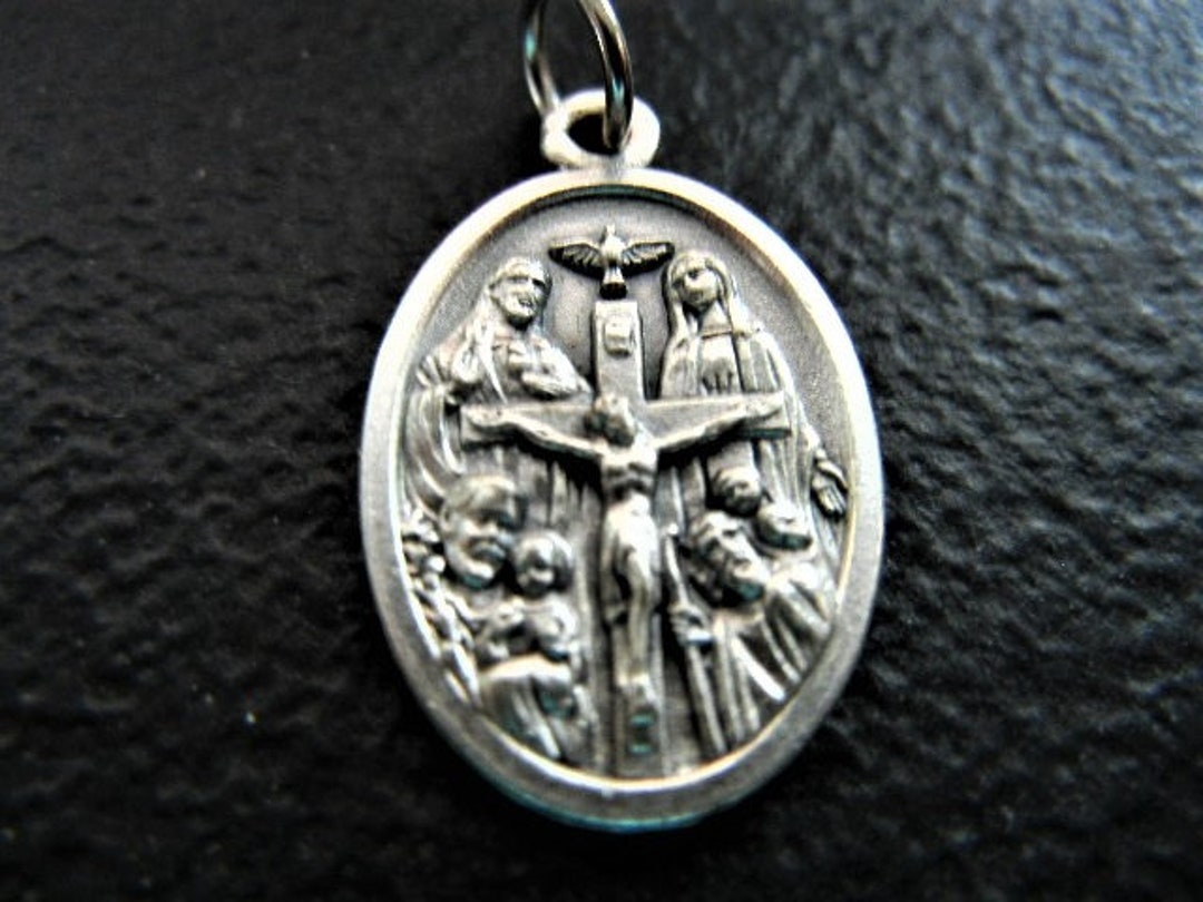 4 Way Cross - 1 Inch Double Sided Medal 1" Tall Oval Medal NEW! Made in ...