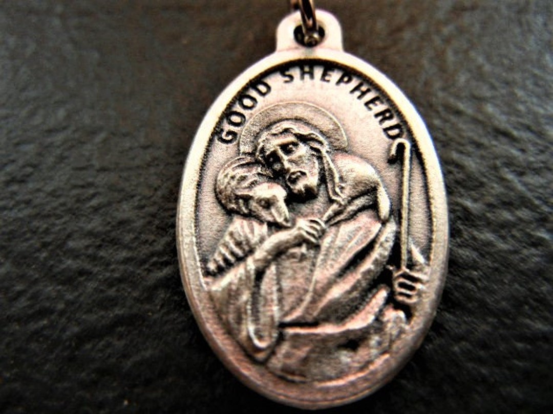 Good Shepherd Pray for Us on Back 1" Tall Oval Medal NEW! Made in Italy ...