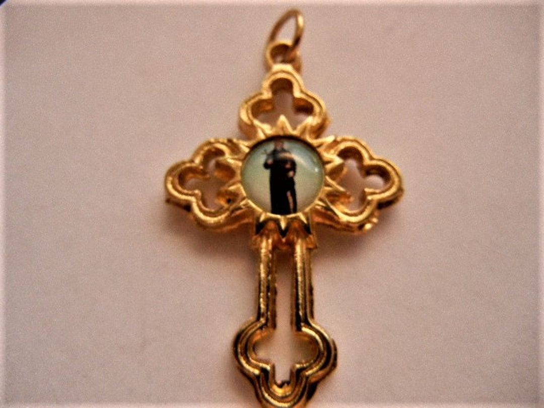 St. Peregrine Relic Cross 1 1/2" Tall Gold Tone - Etsy