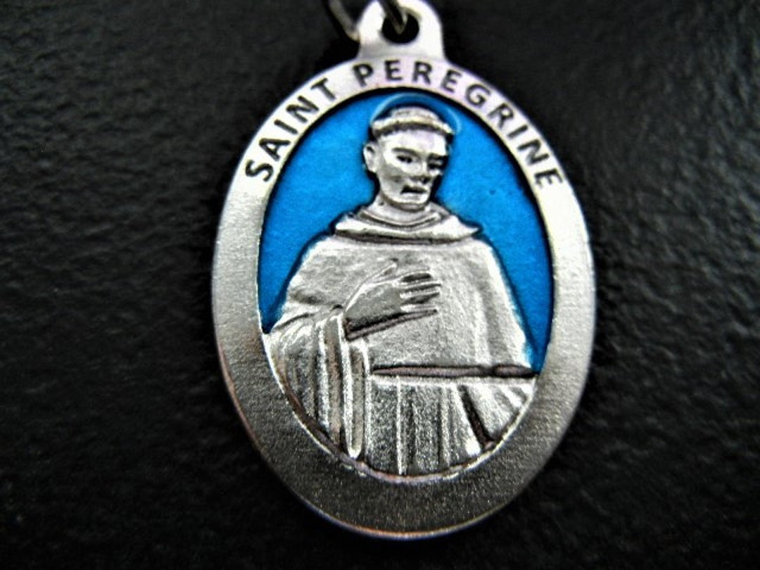 St. Peregrine Blue Enamel 1 1/2" Tall Medal NEW! Made in Italy SET of 5 ...