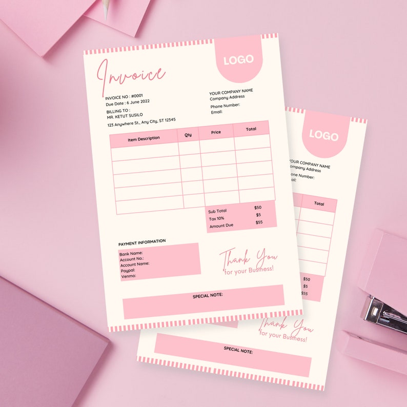 Ordering Template Printable Sheet Modern Client Invoice - Etsy
