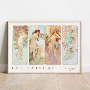 Les Saisons Print, Alfons Mucha Poster, Women Painting Reproduction ...